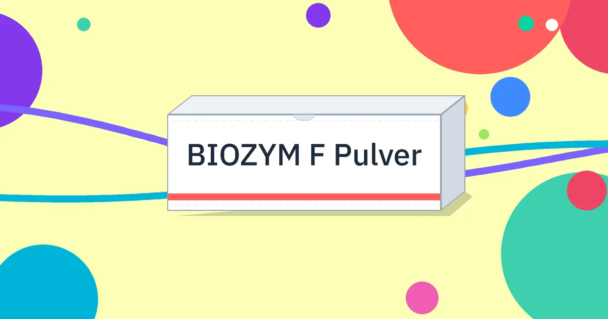 Symbolbild: Packung mit der Aufschrift BIOZYM F Pulver (PZN 09773287) – Verfügbarkeit und Bezug in Apotheken in Frankfurt am Main