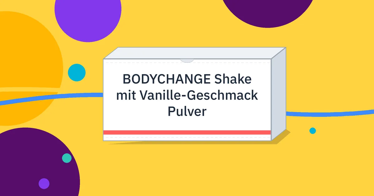 Symbolbild: Packung mit der Aufschrift BODYCHANGE Shake mit Vanille-Geschmack Pulver (PZN 12803098) – Verfügbarkeit und Bezug in Apotheken in Frankfurt am Main