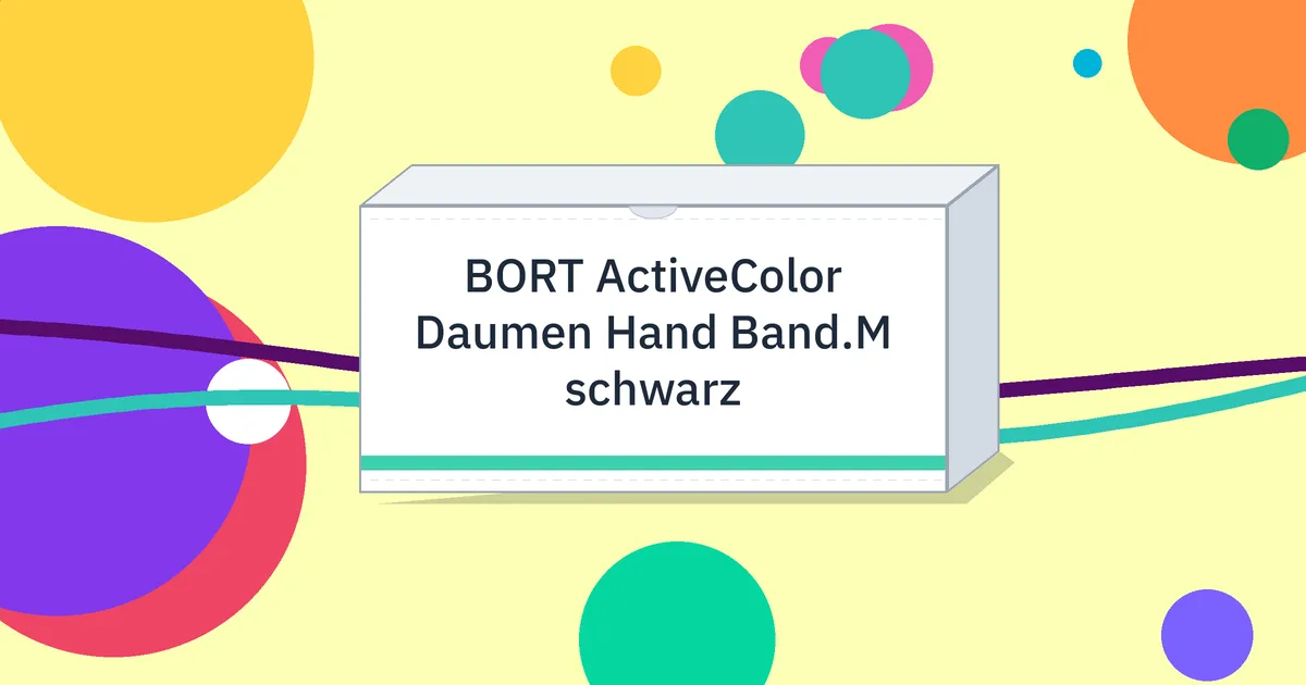 Symbolbild: Packung mit der Aufschrift BORT ActiveColor Daumen Hand Band.M schwarz (PZN 05873626) – Verfügbarkeit und Bezug in Apotheken in Frankfurt am Main