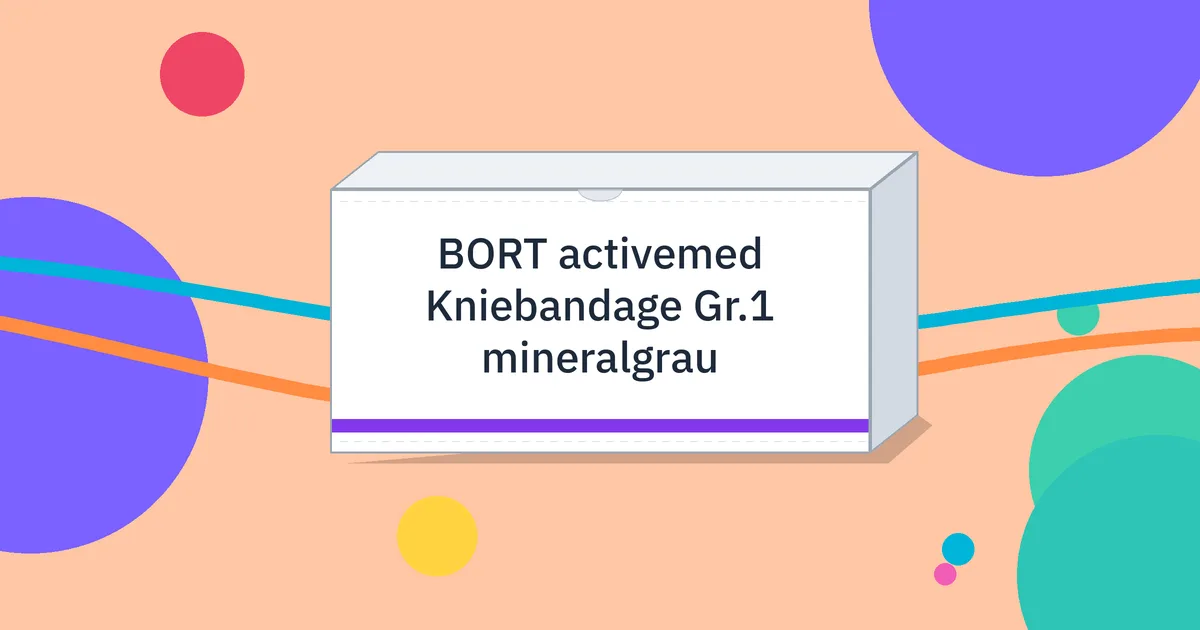 Symbolbild: Packung mit der Aufschrift BORT activemed Kniebandage Gr.1 mineralgrau (PZN 15258738) – Verfügbarkeit und Bezug in Apotheken in Frankfurt am Main