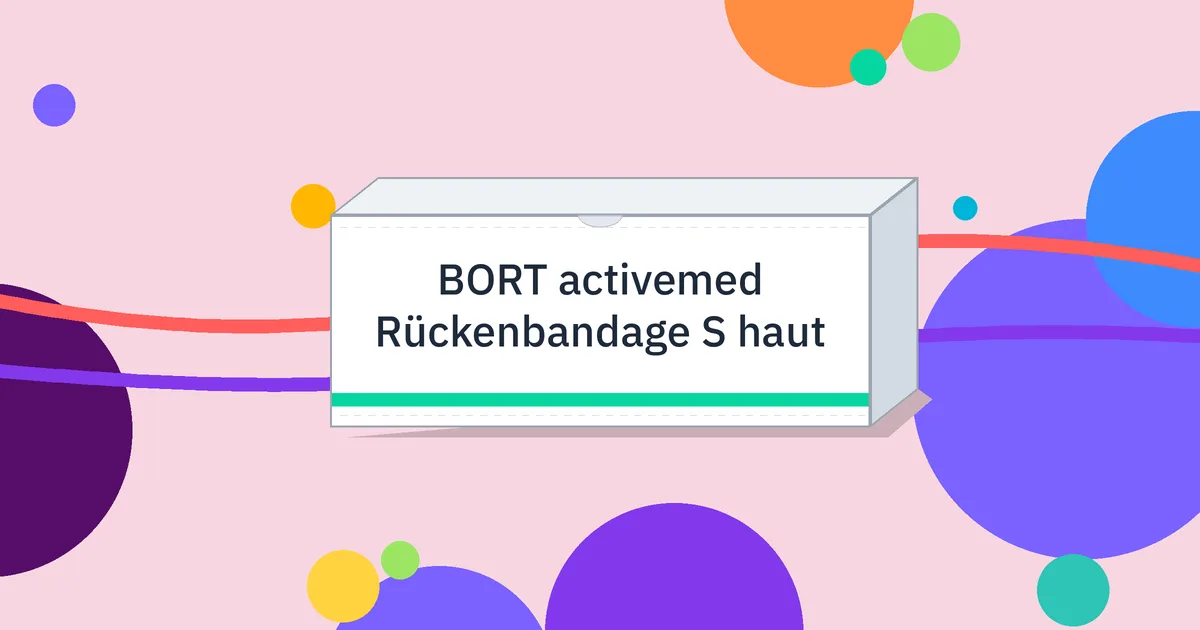 Symbolbild: Packung mit der Aufschrift BORT activemed Rückenbandage S haut (PZN 10207392) – Verfügbarkeit und Bezug in Apotheken in Frankfurt am Main