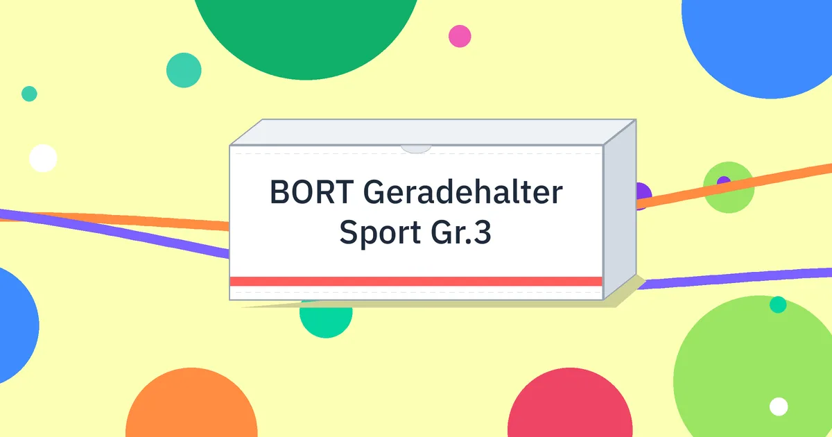 Symbolbild: Packung mit der Aufschrift BORT Geradehalter Sport Gr.3 (PZN 17843576) – Verfügbarkeit und Bezug in Apotheken in Frankfurt am Main
