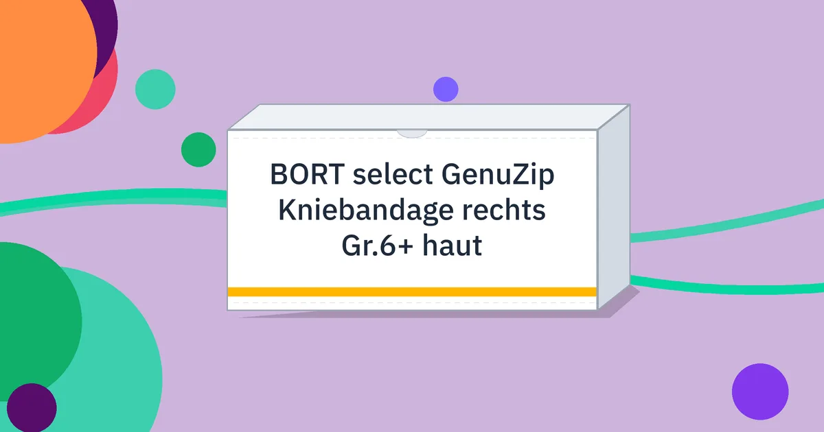 Symbolbild: Packung mit der Aufschrift BORT select GenuZip Kniebandage rechts Gr.6+ haut (PZN 16844390) – Verfügbarkeit und Bezug in Apotheken in Frankfurt am Main