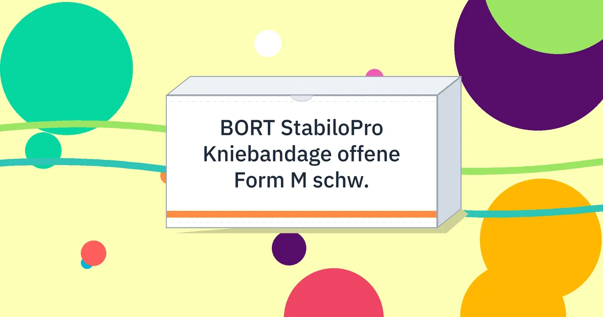 Symbolbild: Packung mit der Aufschrift BORT StabiloPro Kniebandage offene Form M schw. (PZN 00265744) – Verfügbarkeit und Bezug in Apotheken in Frankfurt am Main