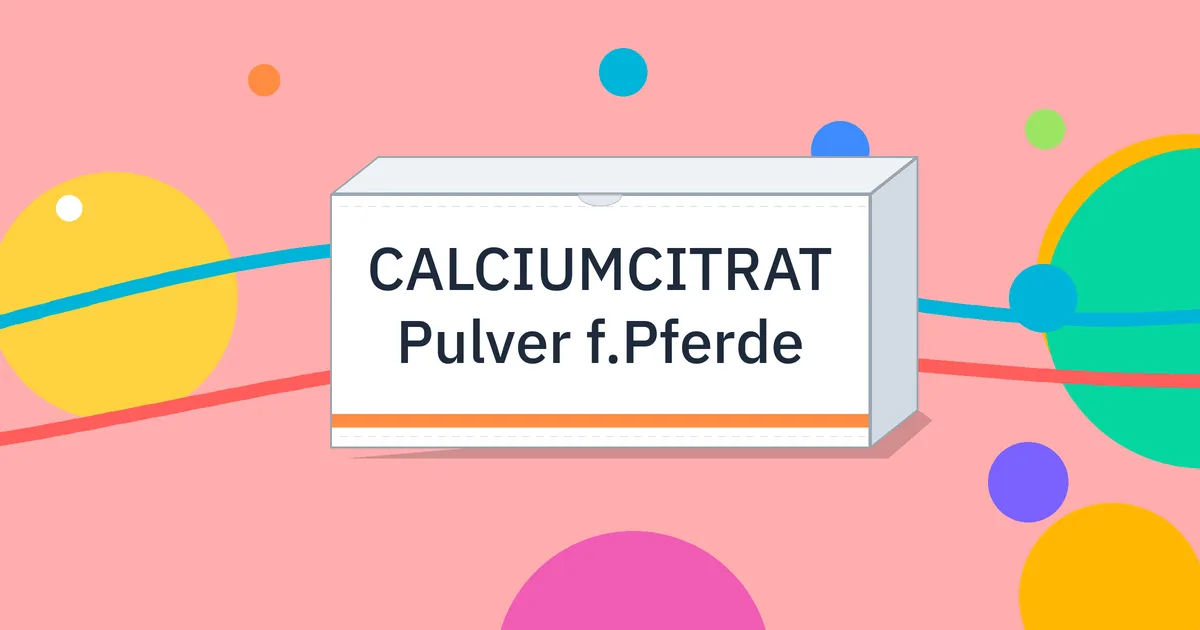 Symbolbild: Packung mit der Aufschrift CALCIUMCITRAT Pulver f.Pferde (PZN 16831648) – Verfügbarkeit und Bezug in Apotheken in Frankfurt am Main