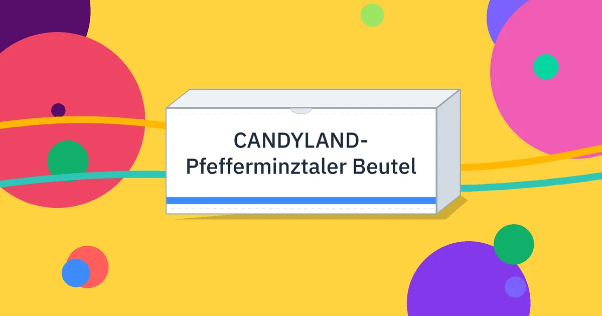 Symbolbild: Packung mit der Aufschrift CANDYLAND-Pfefferminztaler Beutel (PZN 12495231) – Verfügbarkeit und Bezug in Apotheken in Frankfurt am Main
