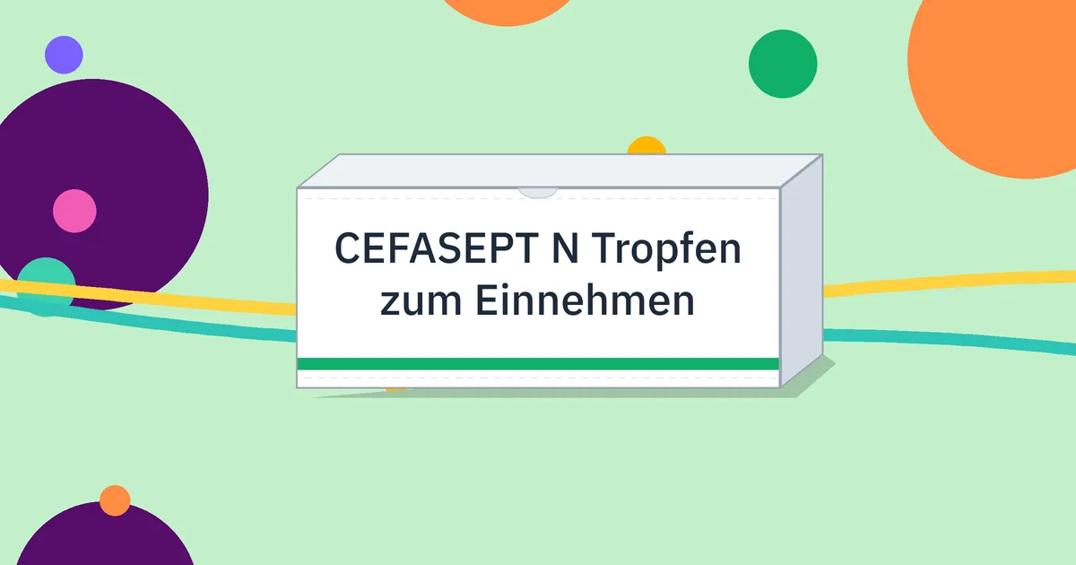 Symbolbild: Packung mit der Aufschrift CEFASEPT N Tropfen zum Einnehmen (PZN 02641281) – Verfügbarkeit und Bezug in Apotheken in Frankfurt am Main