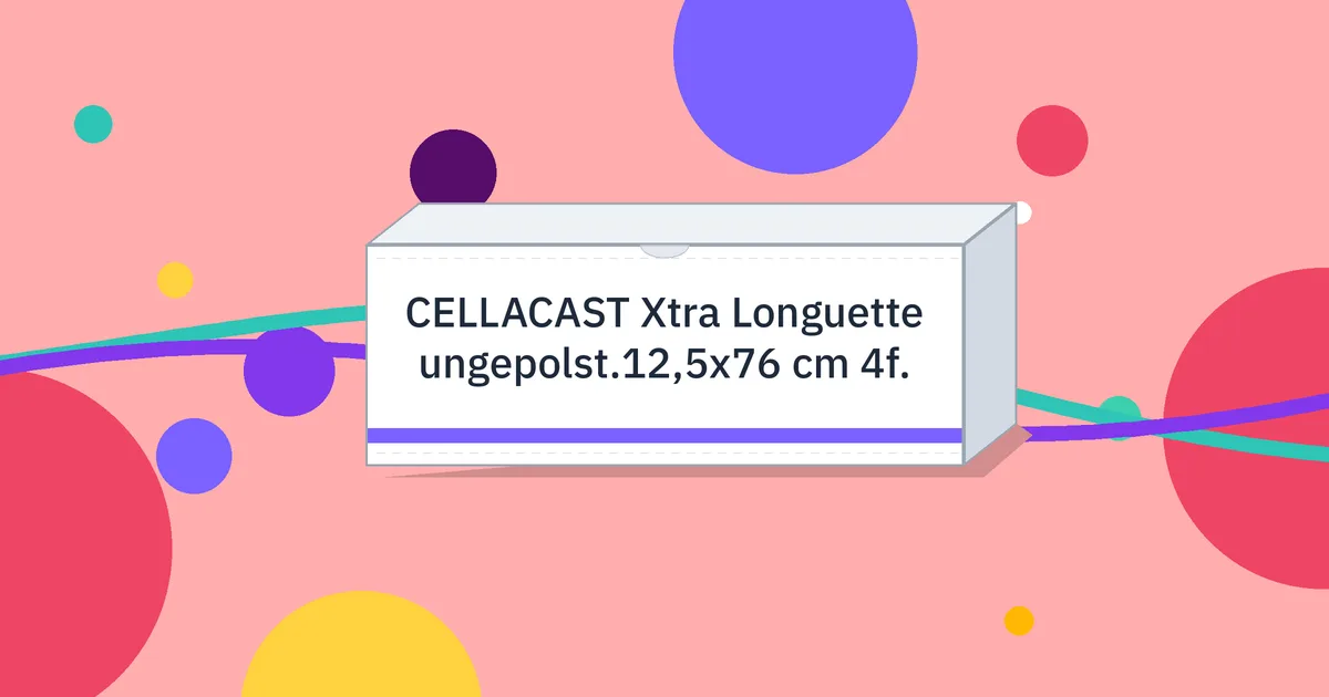 Symbolbild: Packung mit der Aufschrift CELLACAST Xtra Longuette ungepolst.12,5x76 cm 4f. (PZN 14261891) – Verfügbarkeit und Bezug in Apotheken in Frankfurt am Main