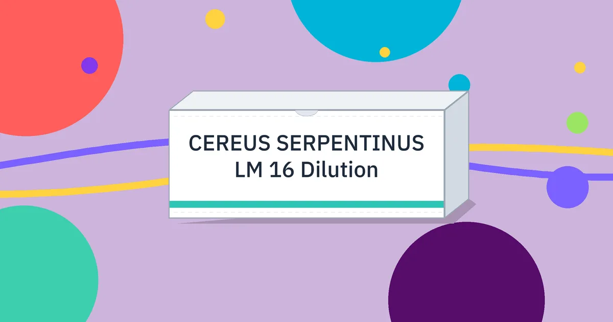 Symbolbild: Packung mit der Aufschrift CEREUS SERPENTINUS LM 16 Dilution (PZN 13437632) – Verfügbarkeit und Bezug in Apotheken in Frankfurt am Main