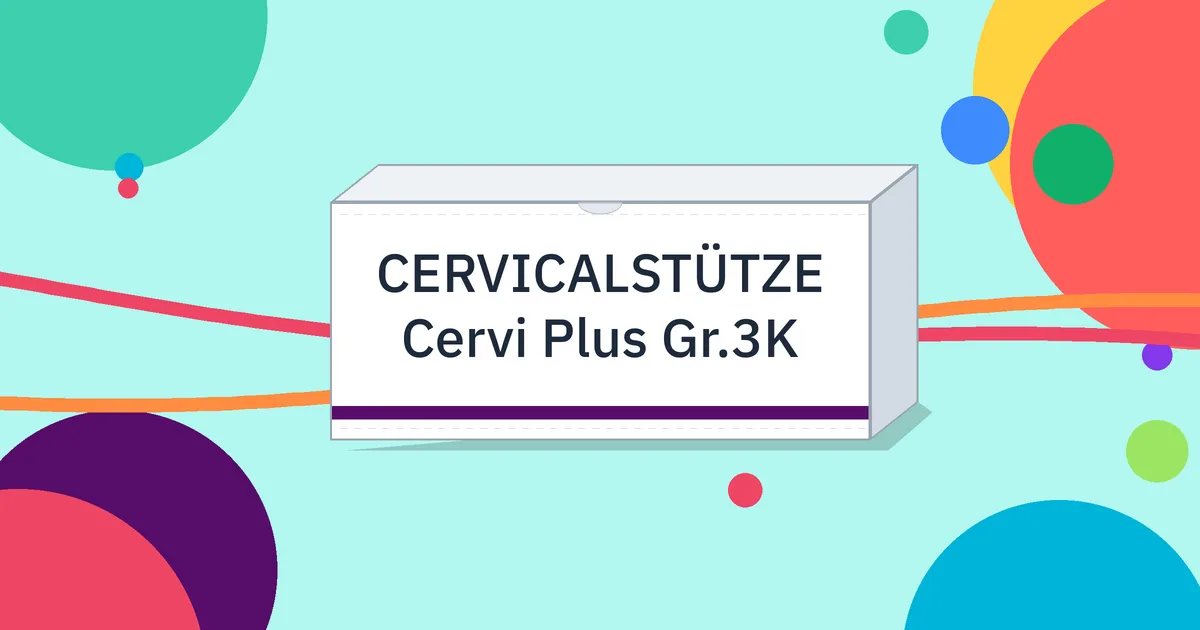 Symbolbild: Packung mit der Aufschrift CERVICALSTÜTZE Cervi Plus Gr.3K (PZN 02885669) – Verfügbarkeit und Bezug in Apotheken in Frankfurt am Main