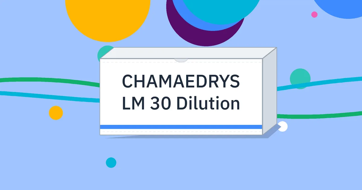 Symbolbild: Packung mit der Aufschrift CHAMAEDRYS LM 30 Dilution (PZN 13438726) – Verfügbarkeit und Bezug in Apotheken in Frankfurt am Main