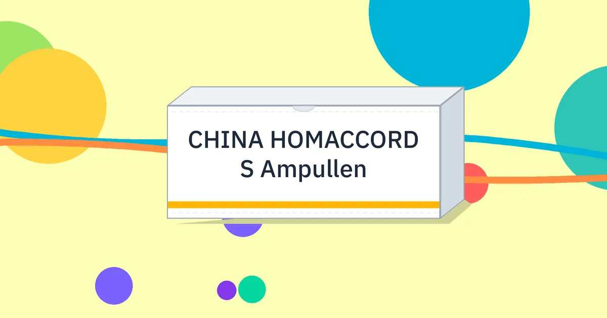 Symbolbild: Packung mit der Aufschrift CHINA HOMACCORD S Ampullen (PZN 03663741) – Verfügbarkeit und Bezug in Apotheken in Frankfurt am Main