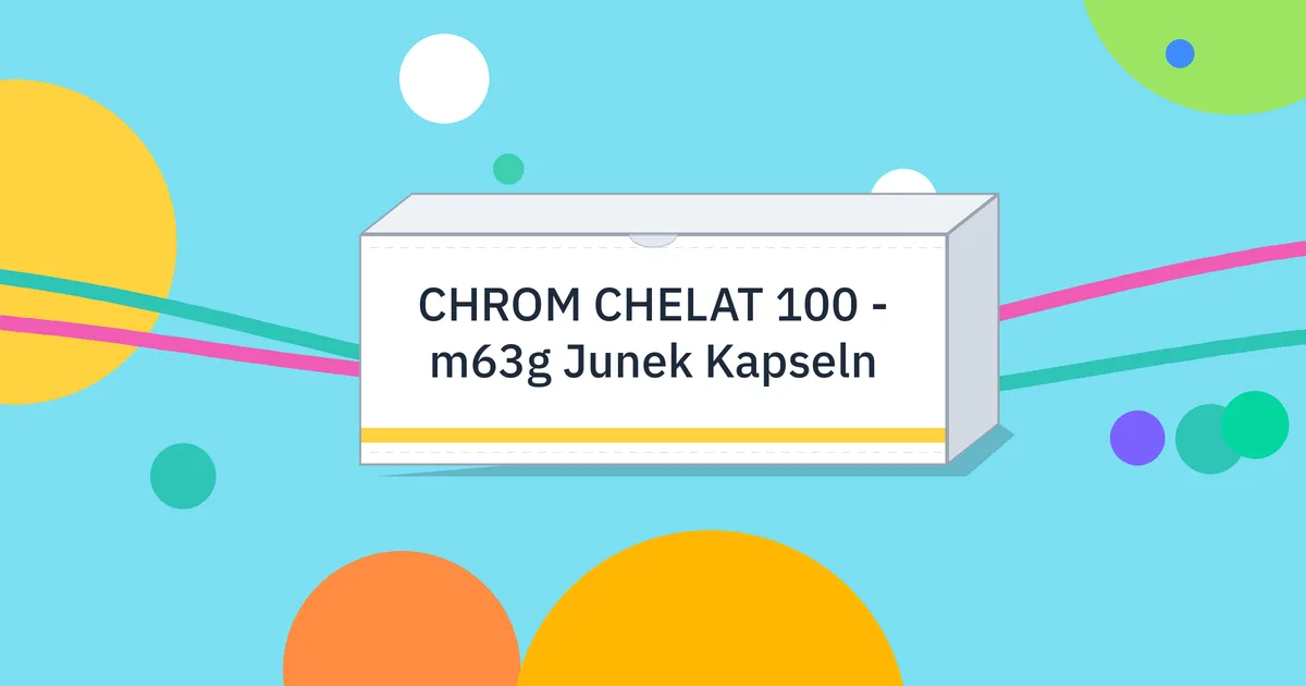 Symbolbild: Packung mit der Aufschrift CHROM CHELAT 100 -m63g Junek Kapseln (PZN 10304818) – Verfügbarkeit und Bezug in Apotheken in Frankfurt am Main
