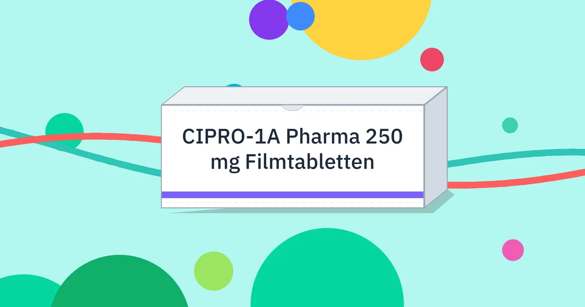 Symbolbild: Packung mit der Aufschrift CIPRO-1A Pharma 250 mg Filmtabletten (PZN 00819154) – Verfügbarkeit und Bezug in Apotheken in Frankfurt am Main