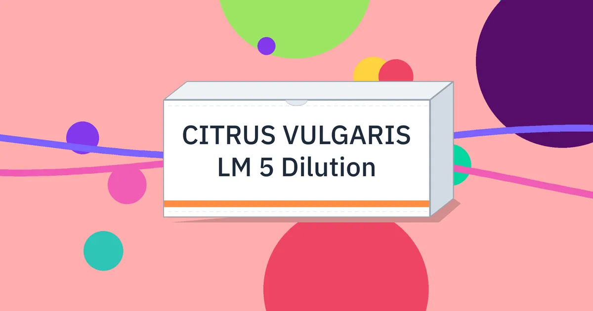 Symbolbild: Packung mit der Aufschrift CITRUS VULGARIS LM 5 Dilution (PZN 12821682) – Verfügbarkeit und Bezug in Apotheken in Frankfurt am Main