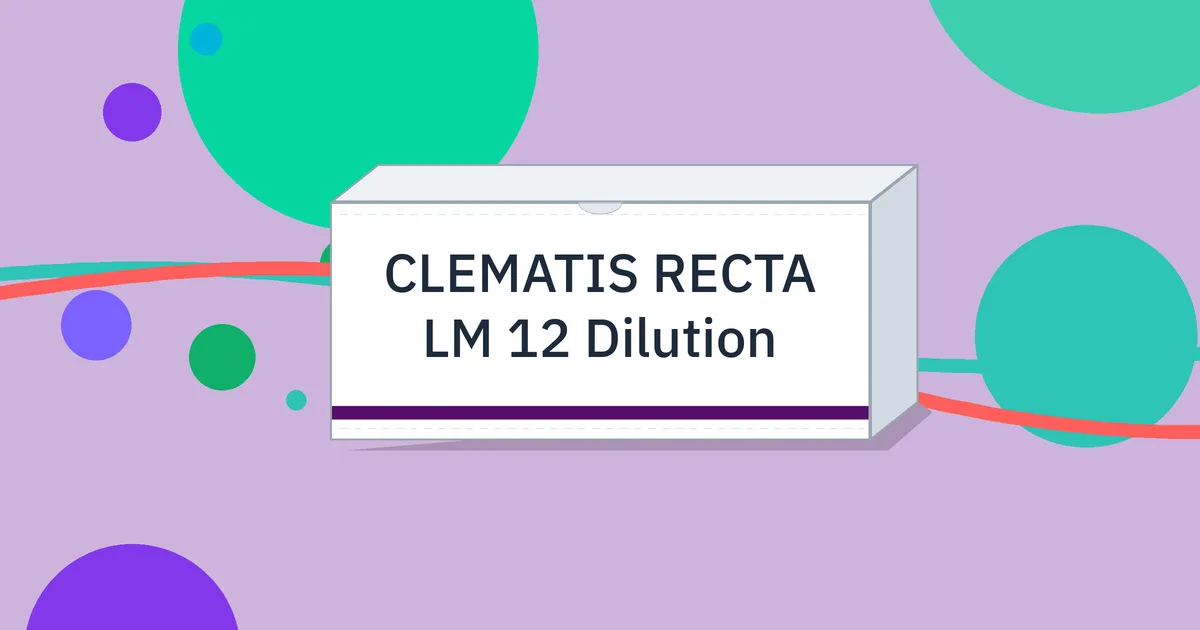 Symbolbild: Packung mit der Aufschrift CLEMATIS RECTA LM 12 Dilution (PZN 12822210) – Verfügbarkeit und Bezug in Apotheken in Frankfurt am Main