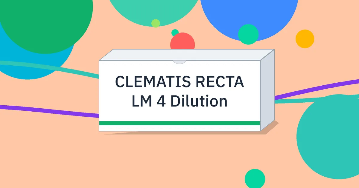 Symbolbild: Packung mit der Aufschrift CLEMATIS RECTA LM 4 Dilution (PZN 12822138) – Verfügbarkeit und Bezug in Apotheken in Frankfurt am Main