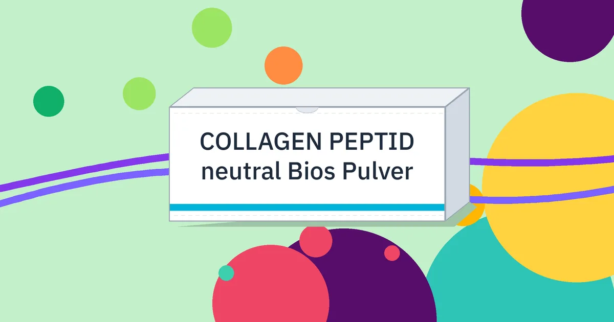 Symbolbild: Packung mit der Aufschrift COLLAGEN PEPTID neutral Bios Pulver (PZN 20807839) – Verfügbarkeit und Bezug in Apotheken in Frankfurt am Main