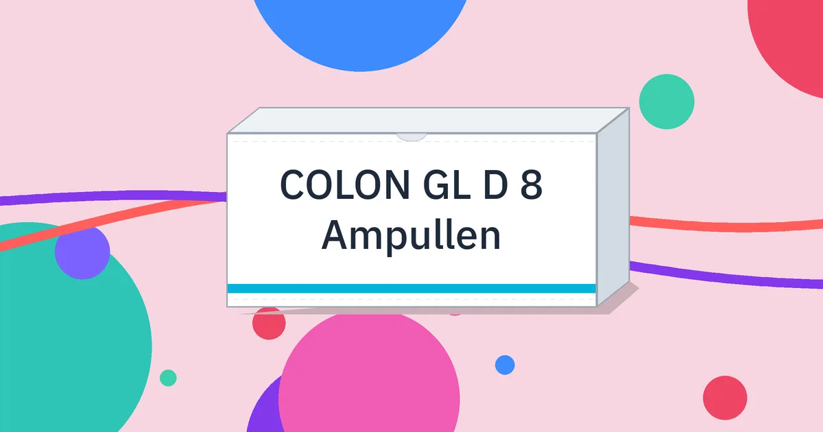 Symbolbild: Packung mit der Aufschrift COLON GL D 8 Ampullen (PZN 03359894) – Verfügbarkeit und Bezug in Apotheken in Frankfurt am Main