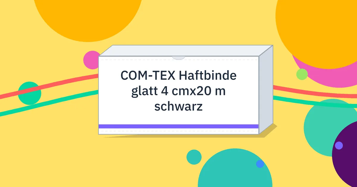 Symbolbild: Packung mit der Aufschrift COM-TEX Haftbinde glatt 4 cmx20 m schwarz (PZN 18469571) – Verfügbarkeit und Bezug in Apotheken in Frankfurt am Main