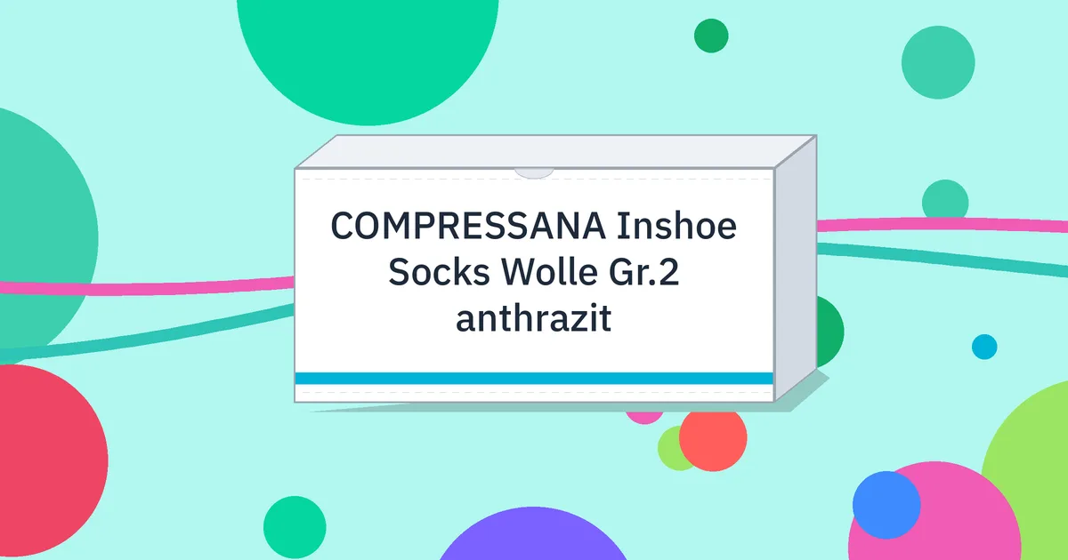 Symbolbild: Packung mit der Aufschrift COMPRESSANA Inshoe Socks Wolle Gr.2 anthrazit (PZN 09210911) – Verfügbarkeit und Bezug in Apotheken in Frankfurt am Main