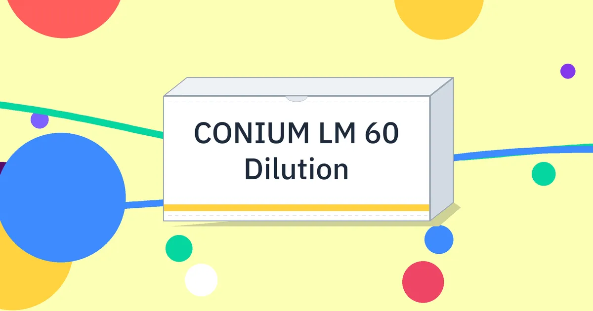 Symbolbild: Packung mit der Aufschrift CONIUM LM 60 Dilution (PZN 12833277) – Verfügbarkeit und Bezug in Apotheken in Frankfurt am Main