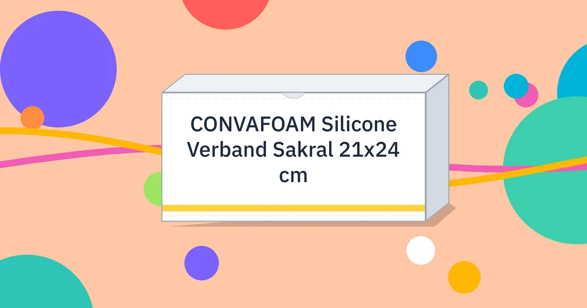Symbolbild: Packung mit der Aufschrift CONVAFOAM Silicone Verband Sakral 21x24 cm (PZN 20124098) – Verfügbarkeit und Bezug in Apotheken in Frankfurt am Main