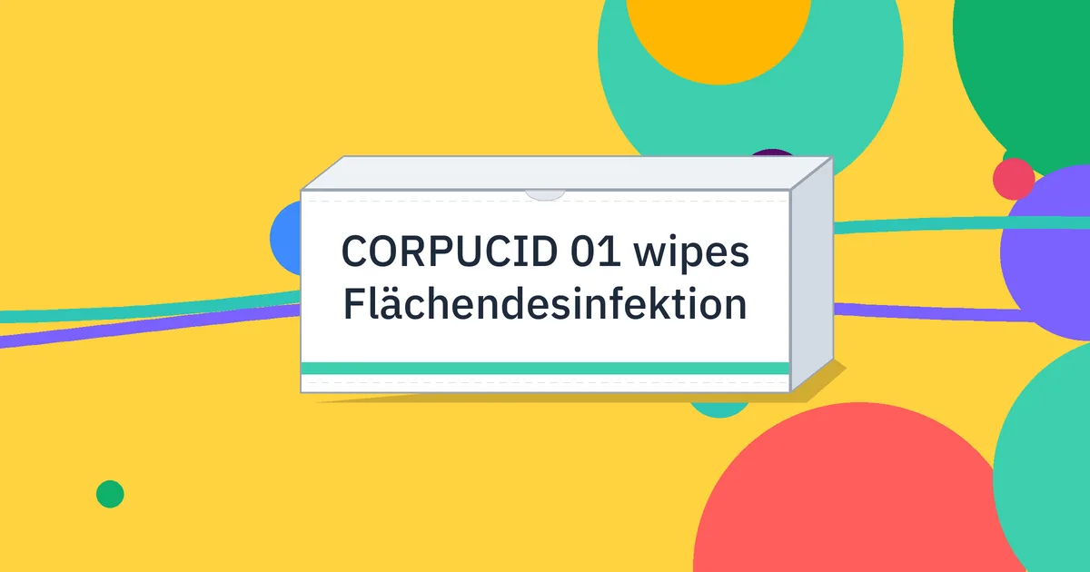 Symbolbild: Packung mit der Aufschrift CORPUCID 01 wipes Flächendesinfektion (PZN 18874892) – Verfügbarkeit und Bezug in Apotheken in Frankfurt am Main