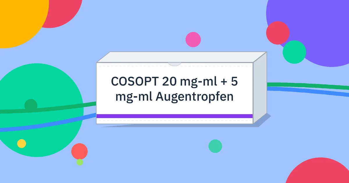 Symbolbild: Packung mit der Aufschrift COSOPT 20 mg-ml + 5 mg-ml Augentropfen (PZN 04347284) – Verfügbarkeit und Bezug in Apotheken in Frankfurt am Main