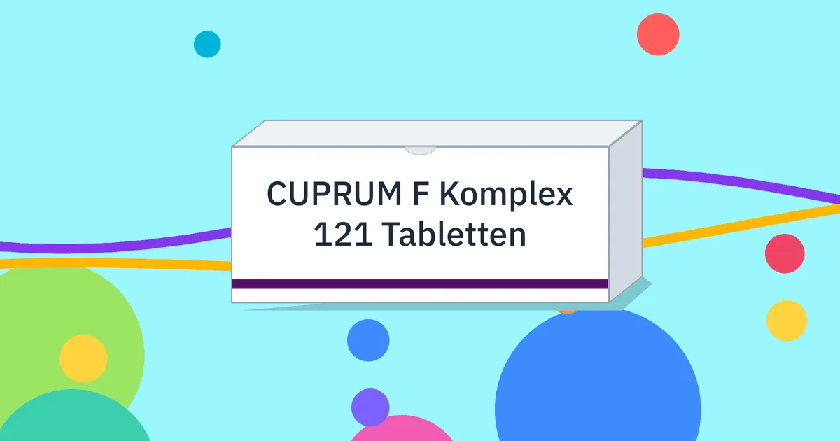 Symbolbild: Packung mit der Aufschrift CUPRUM F Komplex 121 Tabletten (PZN 01012985) – Verfügbarkeit und Bezug in Apotheken in Frankfurt am Main
