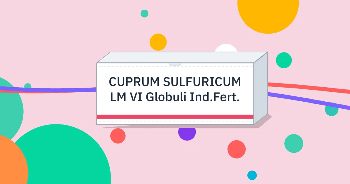 Symbolbild: Packung mit der Aufschrift CUPRUM SULFURICUM LM VI Globuli Ind.Fert. (PZN 17747252) – Verfügbarkeit und Bezug in Apotheken in Frankfurt am Main