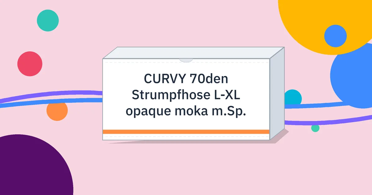 Symbolbild: Packung mit der Aufschrift CURVY 70den Strumpfhose L-XL opaque moka m.Sp. (PZN 16175865) – Verfügbarkeit und Bezug in Apotheken in Frankfurt am Main