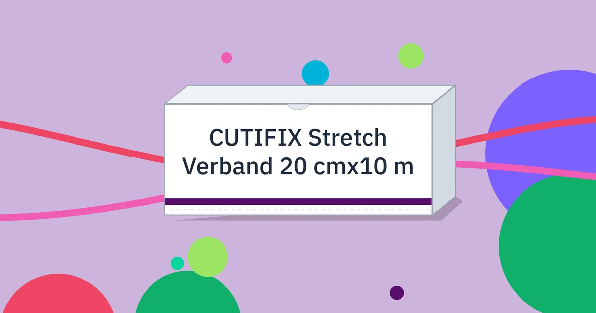 Symbolbild: Packung mit der Aufschrift CUTIFIX Stretch Verband 20 cmx10 m (PZN 05018217) – Verfügbarkeit und Bezug in Apotheken in Frankfurt am Main