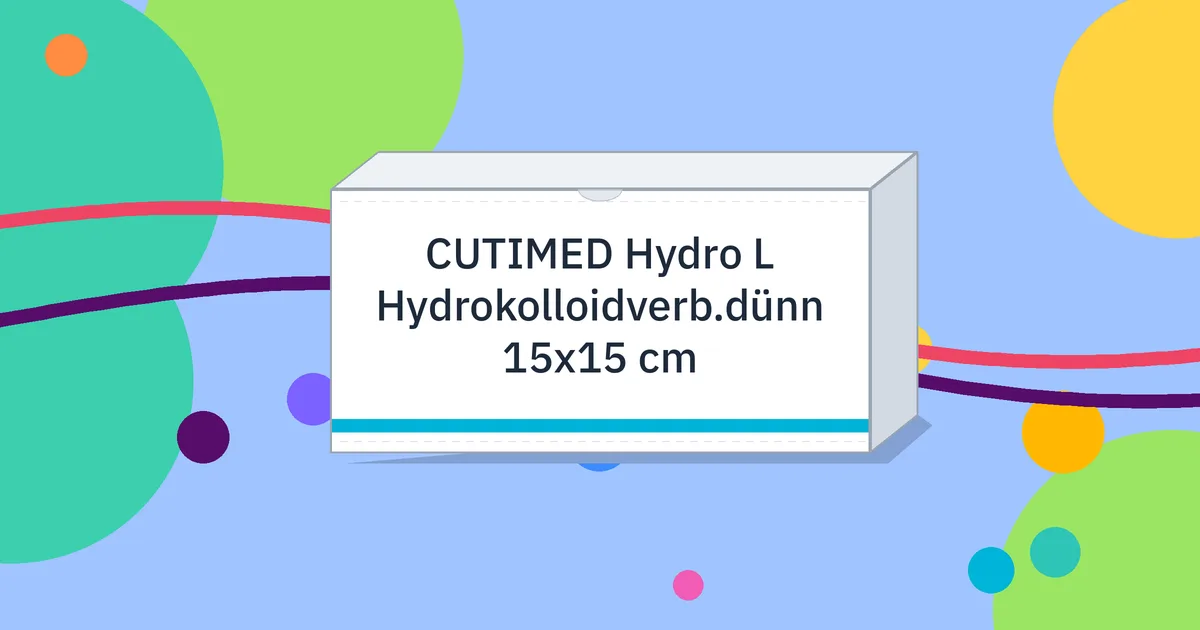 Symbolbild: Packung mit der Aufschrift CUTIMED Hydro L Hydrokolloidverb.dünn 15x15 cm (PZN 12654988) – Verfügbarkeit und Bezug in Apotheken in Frankfurt am Main