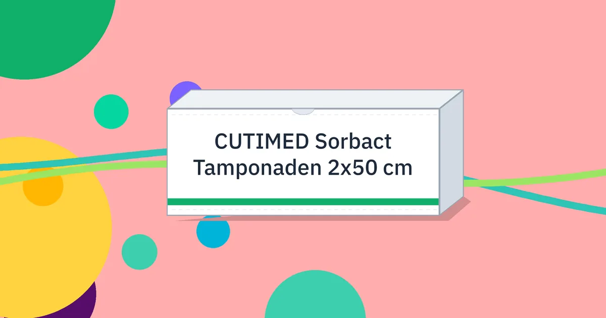 Symbolbild: Packung mit der Aufschrift CUTIMED Sorbact Tamponaden 2x50 cm (PZN 19959099) – Verfügbarkeit und Bezug in Apotheken in Frankfurt am Main