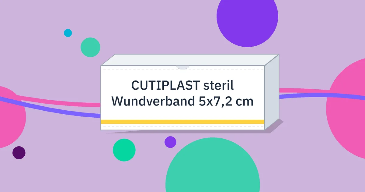 Symbolbild: Packung mit der Aufschrift CUTIPLAST steril Wundverband 5x7,2 cm (PZN 01131454) – Verfügbarkeit und Bezug in Apotheken in Frankfurt am Main