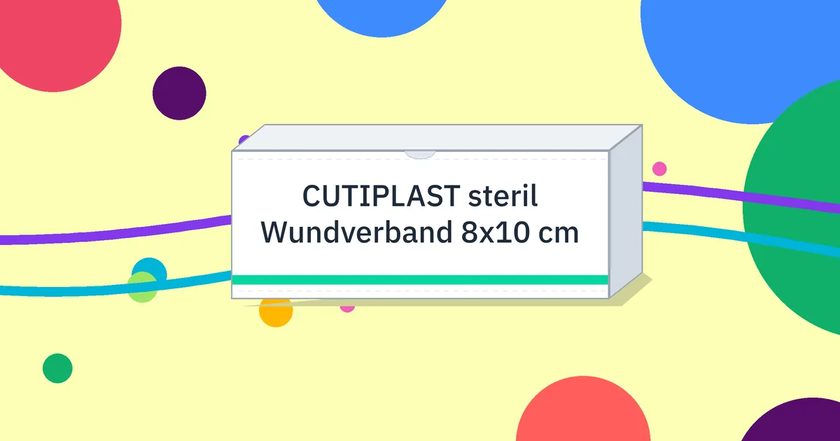 Symbolbild: Packung mit der Aufschrift CUTIPLAST steril Wundverband 8x10 cm (PZN 13886117) – Verfügbarkeit und Bezug in Apotheken in Frankfurt am Main