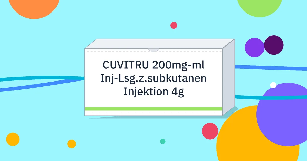 Symbolbild: Packung mit der Aufschrift CUVITRU 200mg-ml Inj-Lsg.z.subkutanen Injektion 4g (PZN 16358293) – Verfügbarkeit und Bezug in Apotheken in Frankfurt am Main