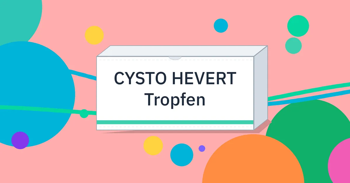 Symbolbild: Packung mit der Aufschrift CYSTO HEVERT Tropfen (PZN 02397421) – Verfügbarkeit und Bezug in Apotheken in Frankfurt am Main