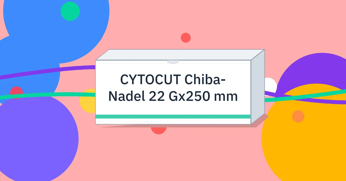 Symbolbild: Packung mit der Aufschrift CYTOCUT Chiba-Nadel 22 Gx250 mm (PZN 19735520) – Verfügbarkeit und Bezug in Apotheken in Frankfurt am Main