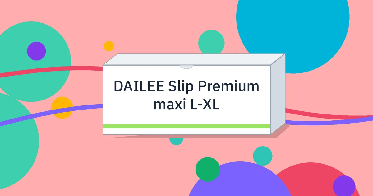 Symbolbild: Packung mit der Aufschrift DAILEE Slip Premium maxi L-XL (PZN 11807303) – Verfügbarkeit und Bezug in Apotheken in Frankfurt am Main