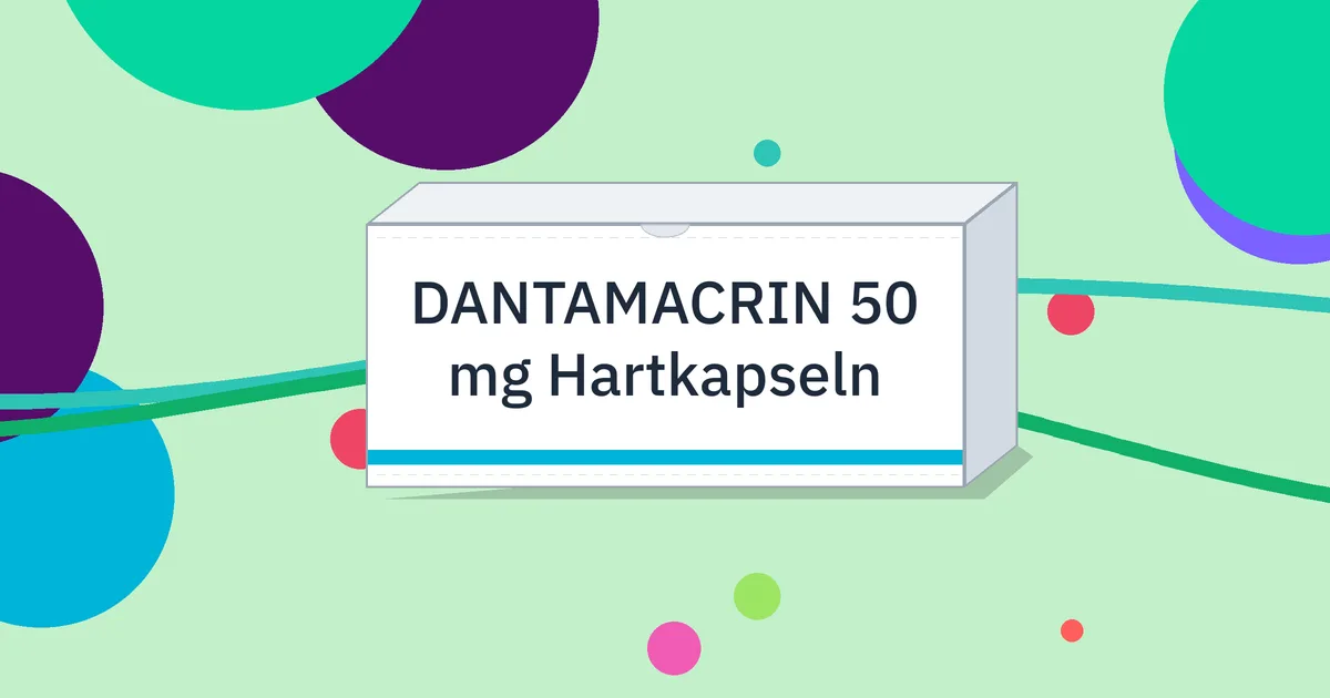 Symbolbild: Packung mit der Aufschrift DANTAMACRIN 50 mg Hartkapseln (PZN 02486188) – Verfügbarkeit und Bezug in Apotheken in Frankfurt am Main
