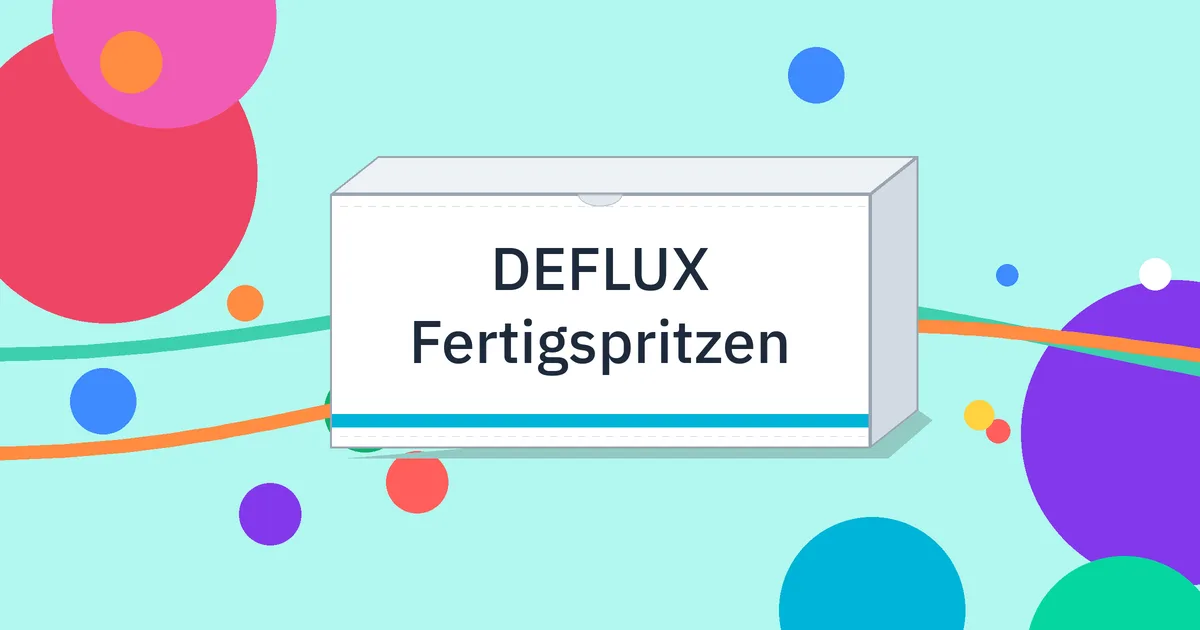 Symbolbild: Packung mit der Aufschrift DEFLUX Fertigspritzen (PZN 01383894) – Verfügbarkeit und Bezug in Apotheken in Frankfurt am Main
