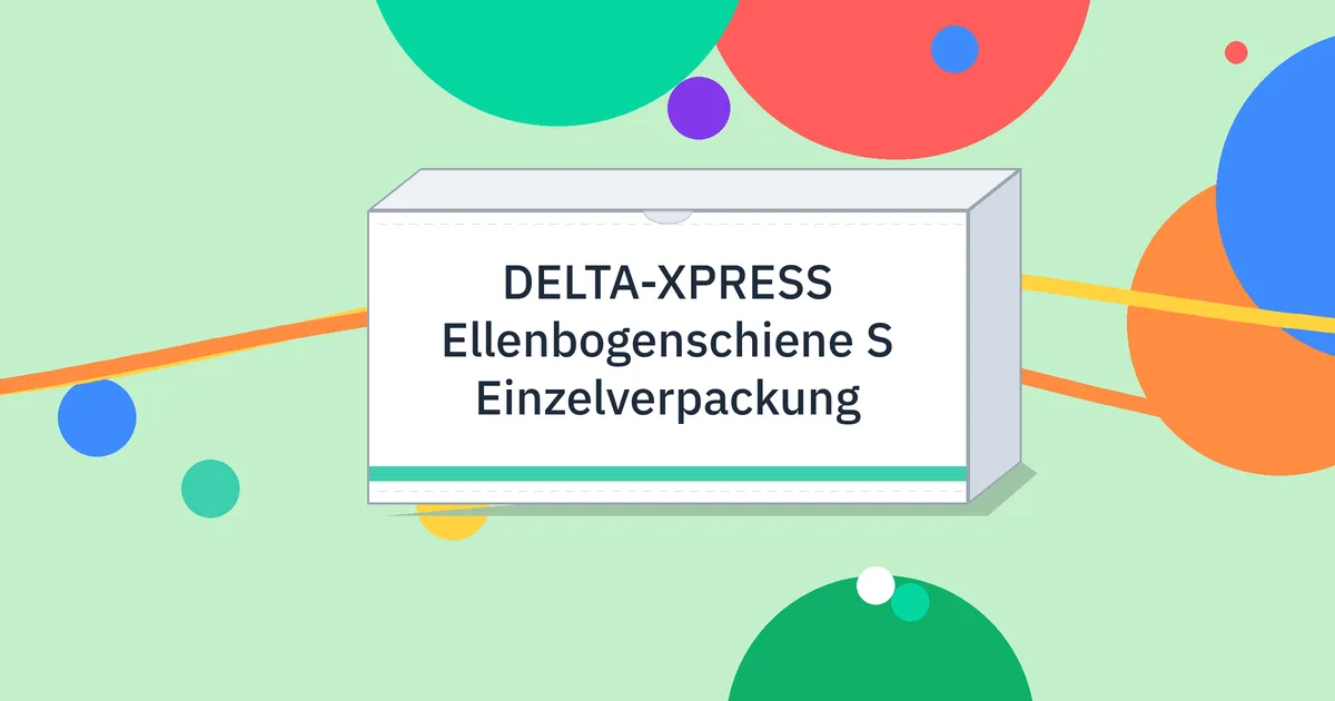 Symbolbild: Packung mit der Aufschrift DELTA-XPRESS Ellenbogenschiene S Einzelverpackung (PZN 07619754) – Verfügbarkeit und Bezug in Apotheken in Frankfurt am Main