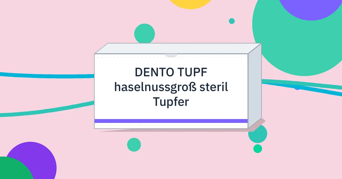 Symbolbild: Packung mit der Aufschrift DENTO TUPF haselnussgroß steril Tupfer (PZN 01723189) – Verfügbarkeit und Bezug in Apotheken in Frankfurt am Main