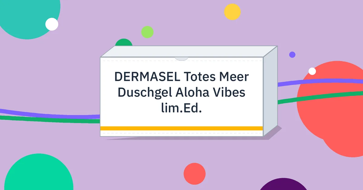 Symbolbild: Packung mit der Aufschrift DERMASEL Totes Meer Duschgel Aloha Vibes lim.Ed. (PZN 07234899) – Verfügbarkeit und Bezug in Apotheken in Frankfurt am Main