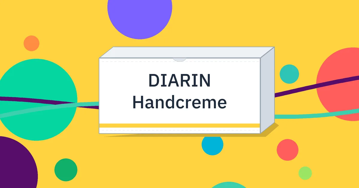 Symbolbild: Packung mit der Aufschrift DIARIN Handcreme (PZN 19081136) – Verfügbarkeit und Bezug in Apotheken in Frankfurt am Main