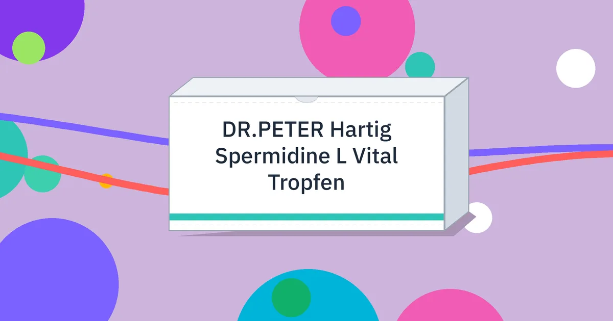 Symbolbild: Packung mit der Aufschrift DR.PETER Hartig Spermidine L Vital Tropfen (PZN 18406116) – Verfügbarkeit und Bezug in Apotheken in Frankfurt am Main