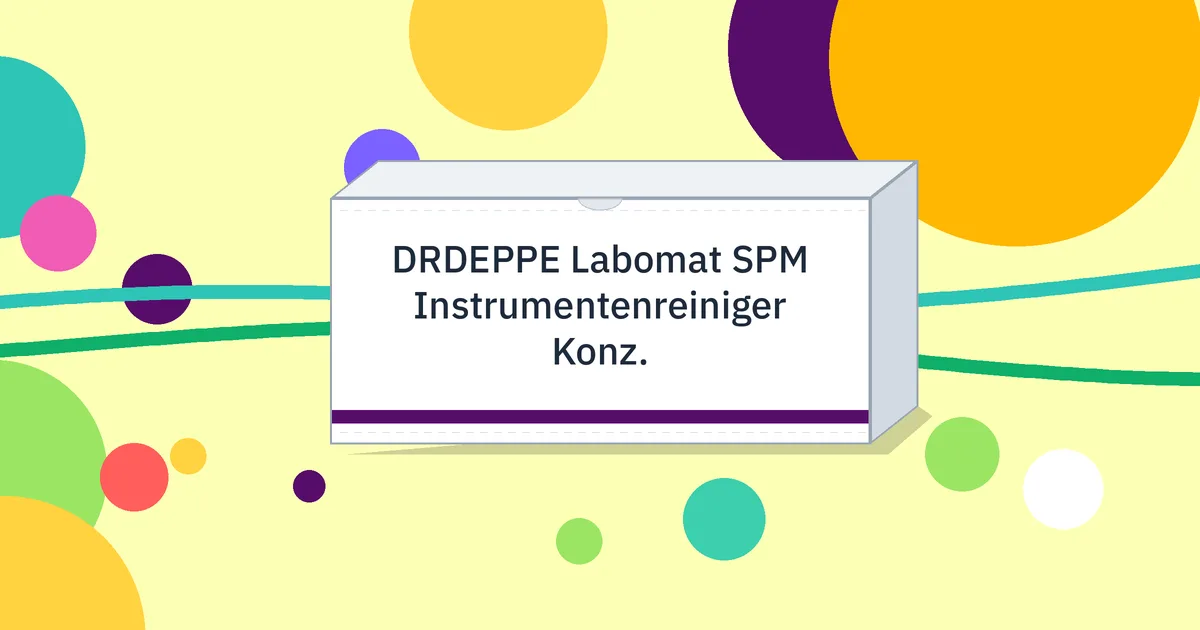 Symbolbild: Packung mit der Aufschrift DRDEPPE Labomat SPM Instrumentenreiniger Konz. (PZN 18313478) – Verfügbarkeit und Bezug in Apotheken in Frankfurt am Main