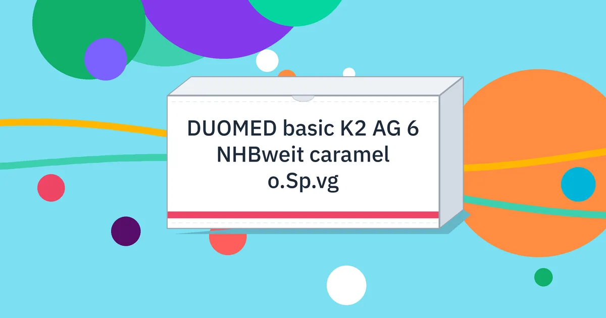Symbolbild: Packung mit der Aufschrift DUOMED basic K2 AG 6 NHBweit caramel o.Sp.vg (PZN 20909020) – Verfügbarkeit und Bezug in Apotheken in Frankfurt am Main